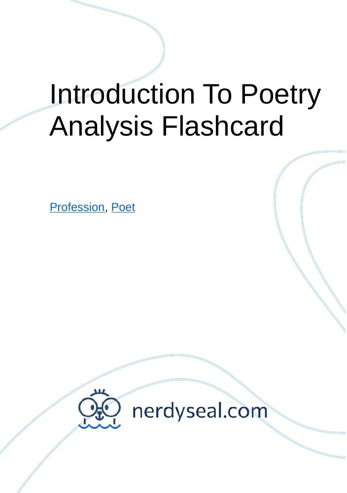 Introduction To Poetry Analysis Flashcard - 548 Words - NerdySeal