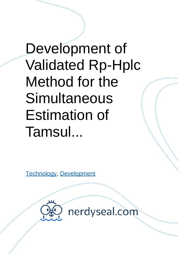 Development Of Validated Rp Hplc Method For The Simultaneous Estimation