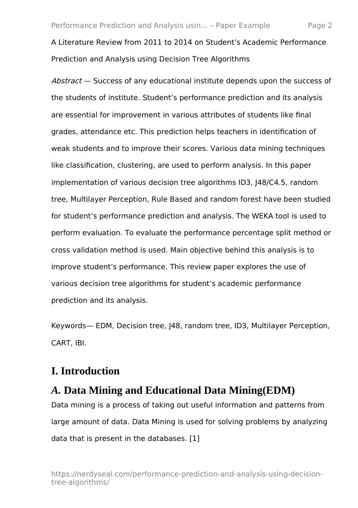 Performance Prediction And Analysis Using Decision Tree Algorithms