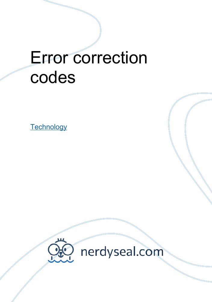 Error correction codes - 573 Words - NerdySeal