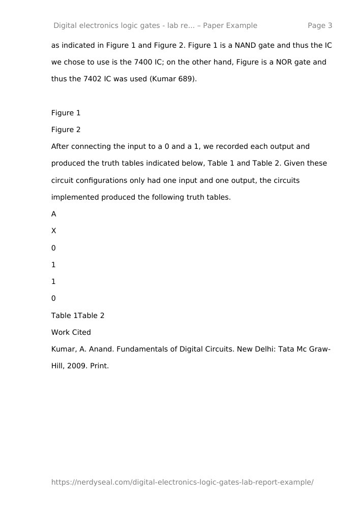 Digital electronics logic gates - lab report example - 362 Words ...