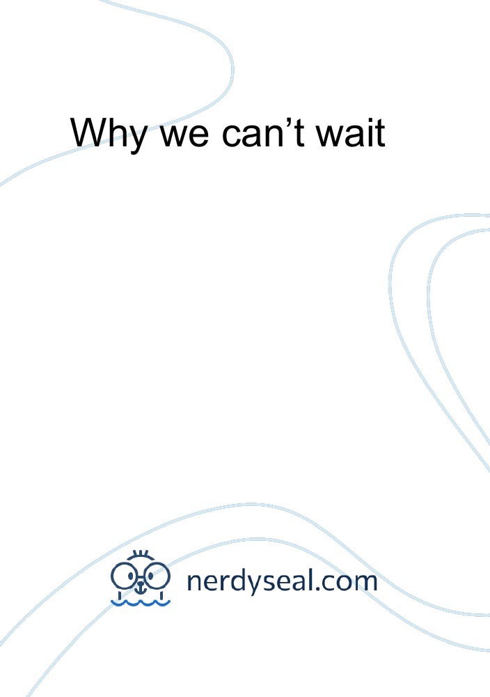 Why we can't wait - 467 Words - NerdySeal