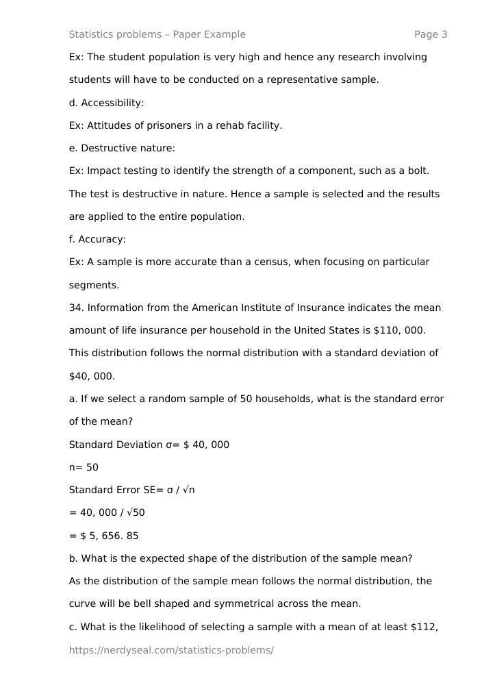 Statistics problems - 1419 Words - NerdySeal