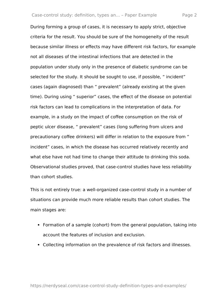 Case-control study: definition, types and examples - 810 Words - NerdySeal