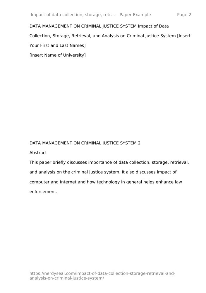 Impact Of Data Collection Storage Retrieval And Analysis On Criminal